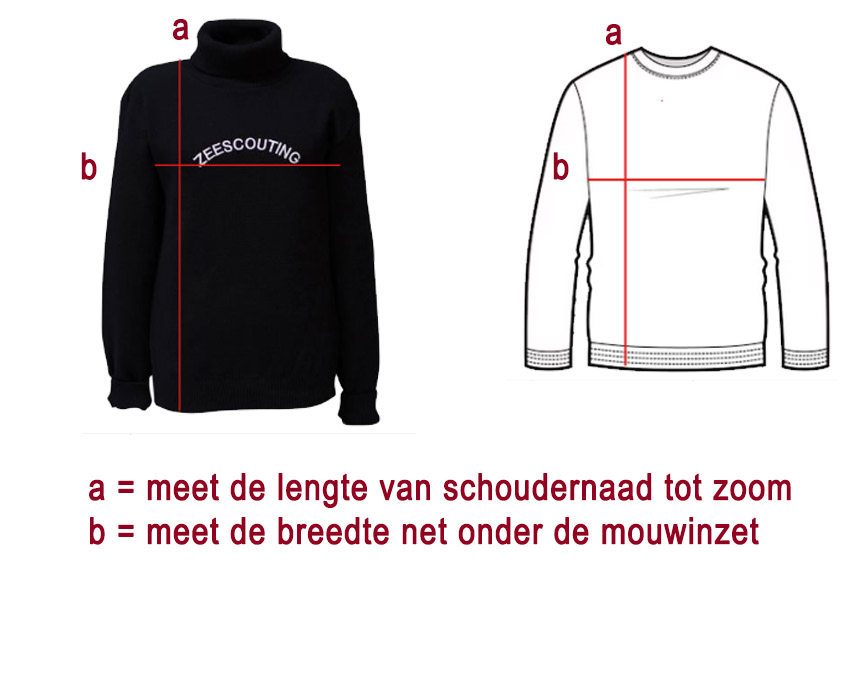 maattabel trui zeescouting volwassenen